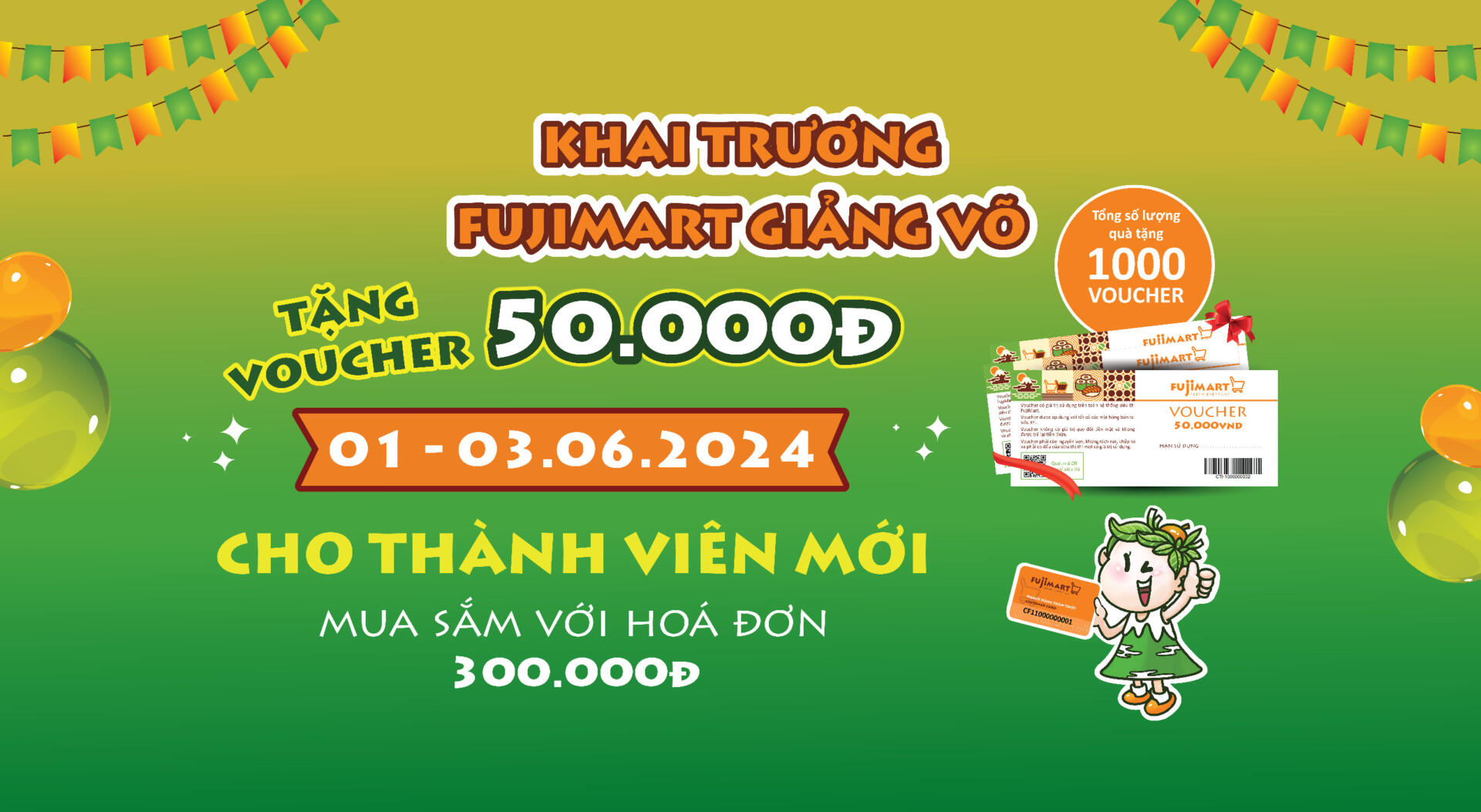 Tặng voucher 50,000 đồng cho thành viên mới tại FujiMart Giảng Võ ...