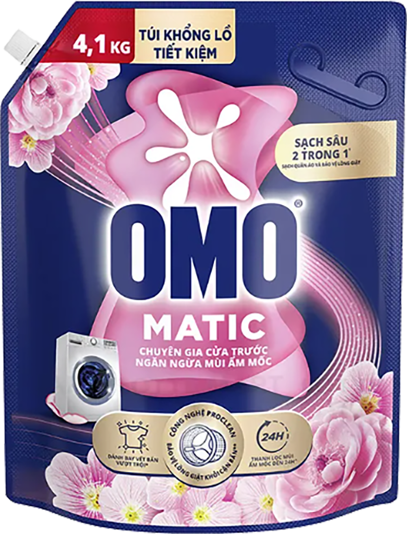 Nước giặt Omo Matic cửa trước ngừa mùi ẩm mốc 4.1kg - FujiMart