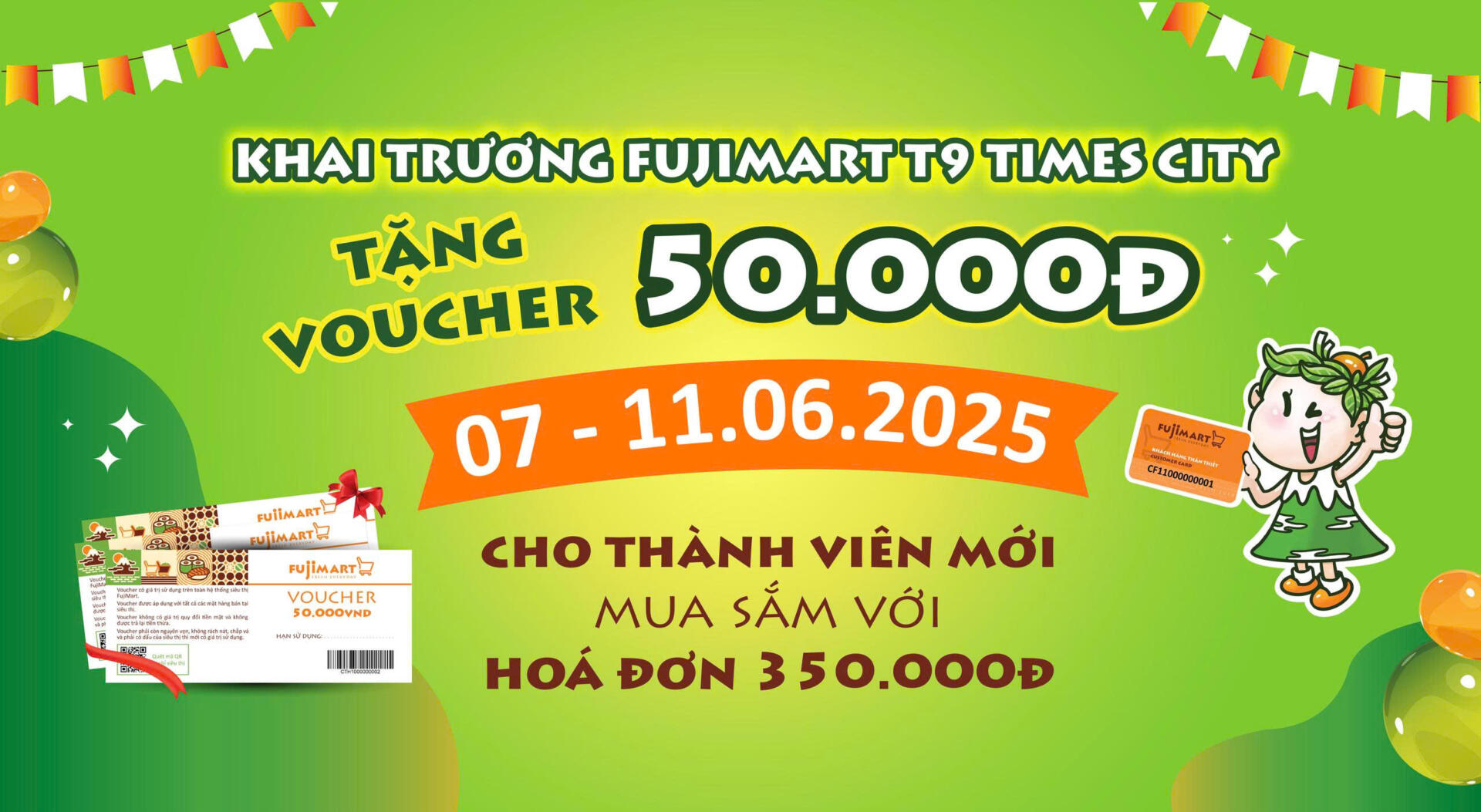 Tặng voucher 50,000 đồng cho thành viên mới tại FujiMart Times City ...