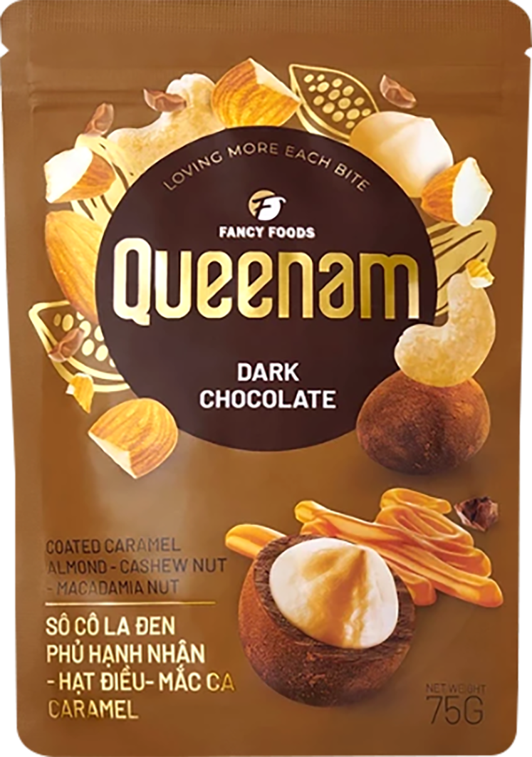 Socola đen phủ hạt Queenam 75g - FujiMart